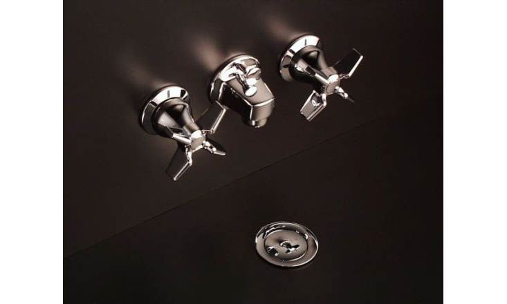 Triton Shelf-Back Lavatory Faucet with Cross Handles, Pop-Up Drain ...
