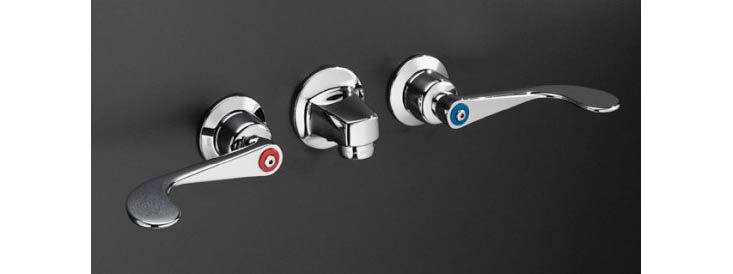 Triton Shelf-Back Lavatory Faucet with Wristblade Lever Handles, Grid ...