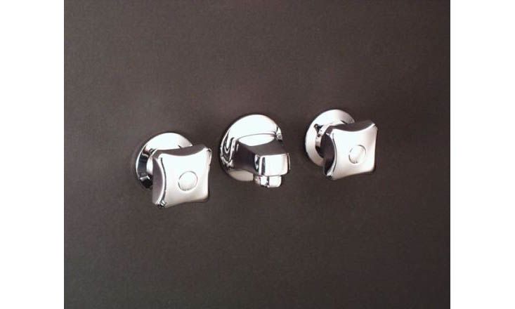 Triton Shelf-Back Lavatory Faucet with Standard Handles, Grid Drain and ...