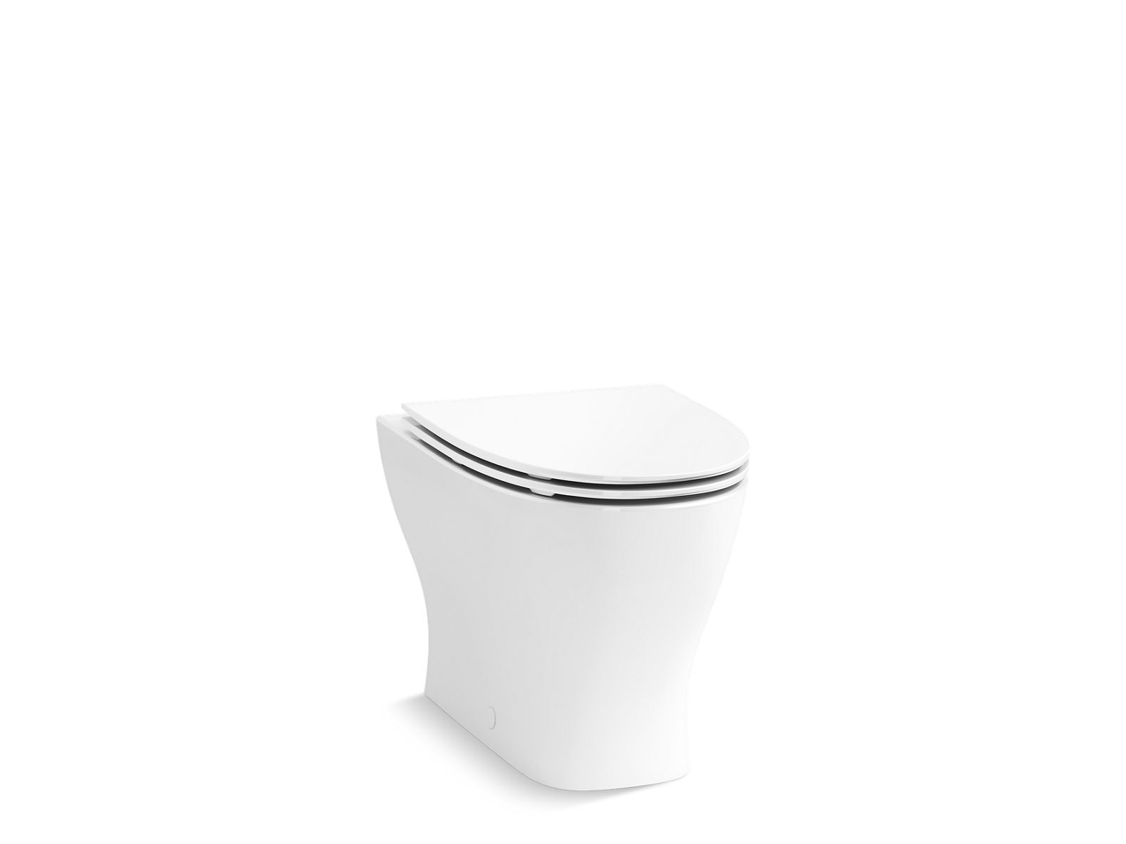 Reach Up™ Wall-hung round-front toilet with skirted trapway, dual-flush ...