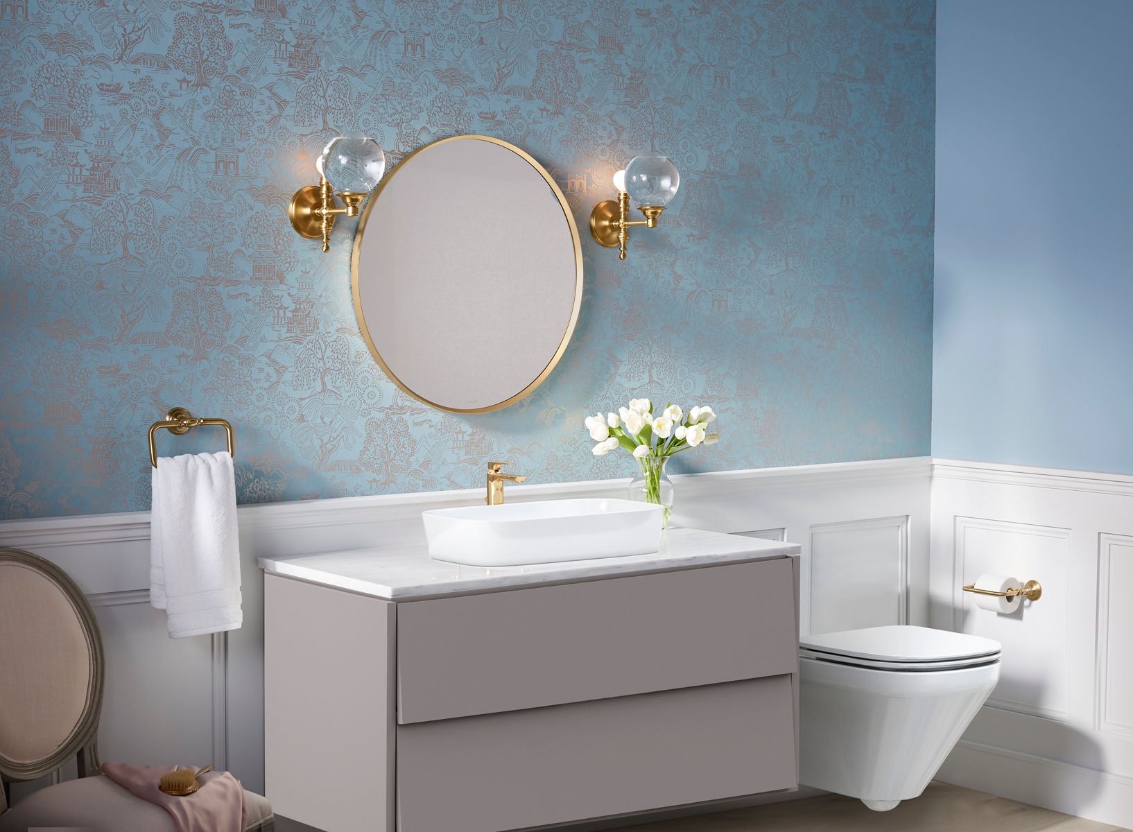 Buy Essential 715 mm round framed mirror K-26050IN-BLL Online at Kohler ...