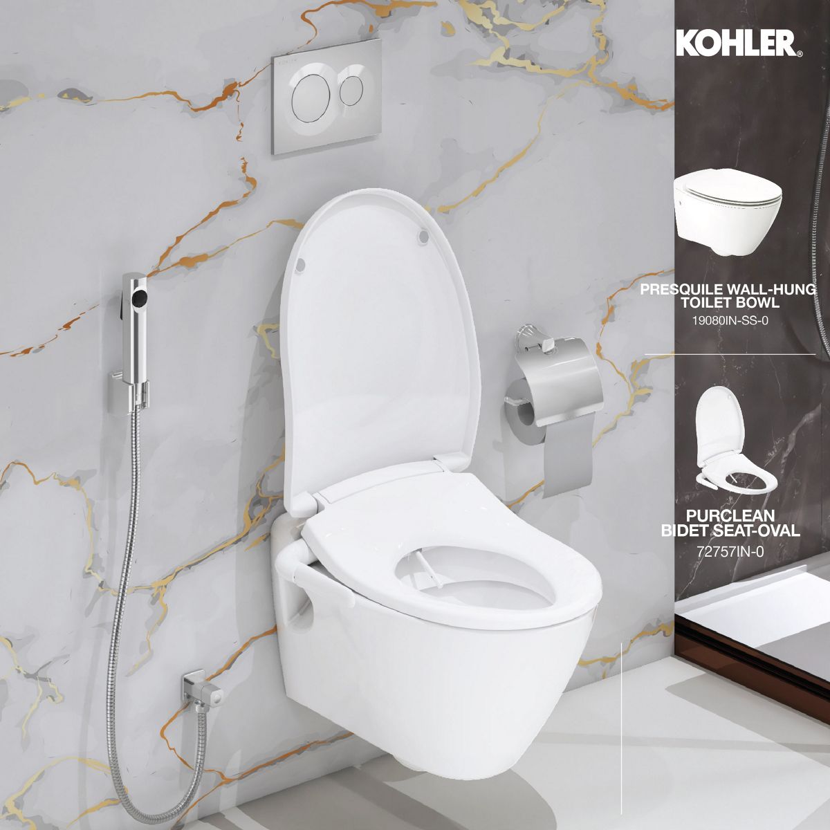 Buy Presquile Toilet Wall hung & Seat combo K-C45 Online at Kohler India
