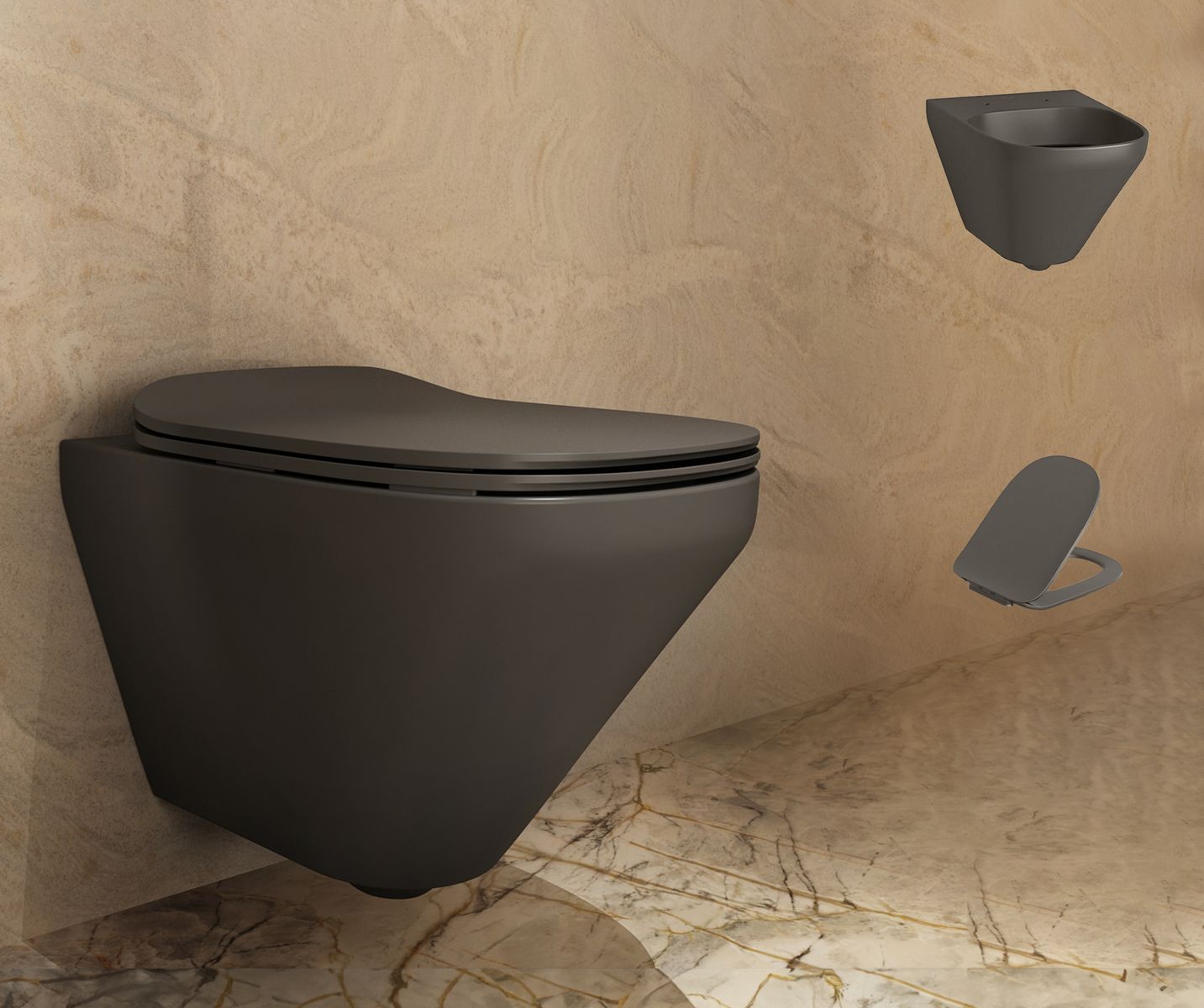 Buy ModernLife Edge wall hung toilet bundle in Thunder grey K-27902IN ...