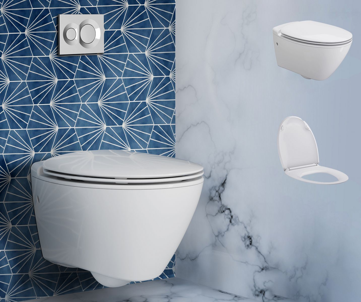 Buy Presquile wall hung elongated toilet bundle in White K-18133IN-SS-0 ...