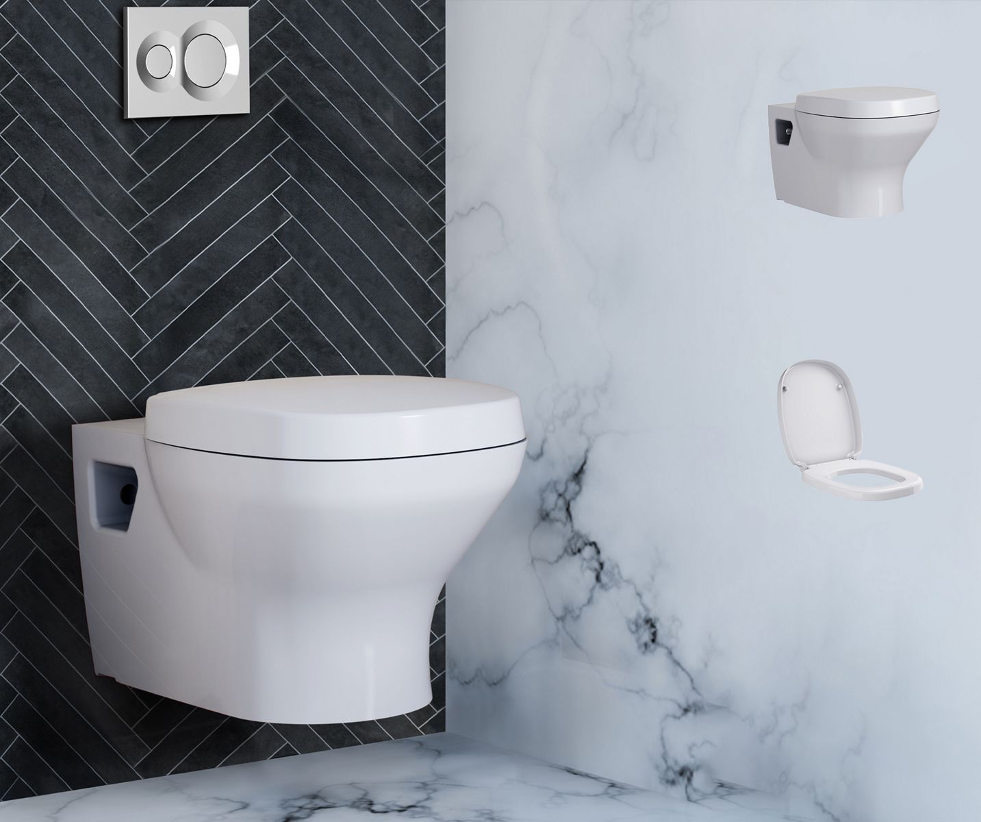 Buy Freelance round wall hung toilet bundle in White K-18132IN-2SP-0 ...