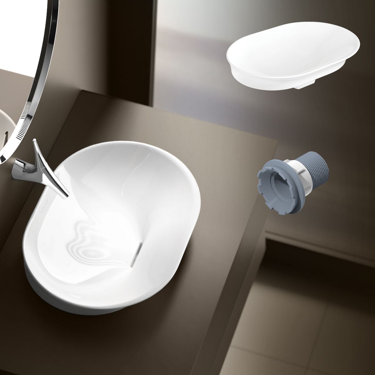 Buy Vive 547 mm oval wash basin with hidden drain in White colour K-C98 ...