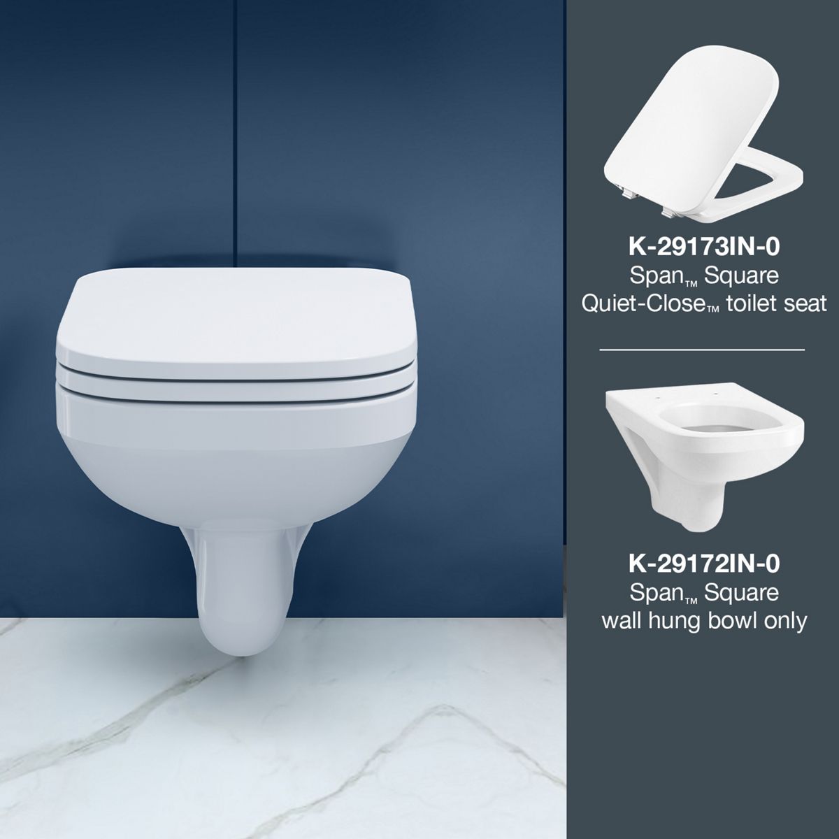 Buy Span square wall hung toilet bundle in White K-29174IN-S-0 Online ...