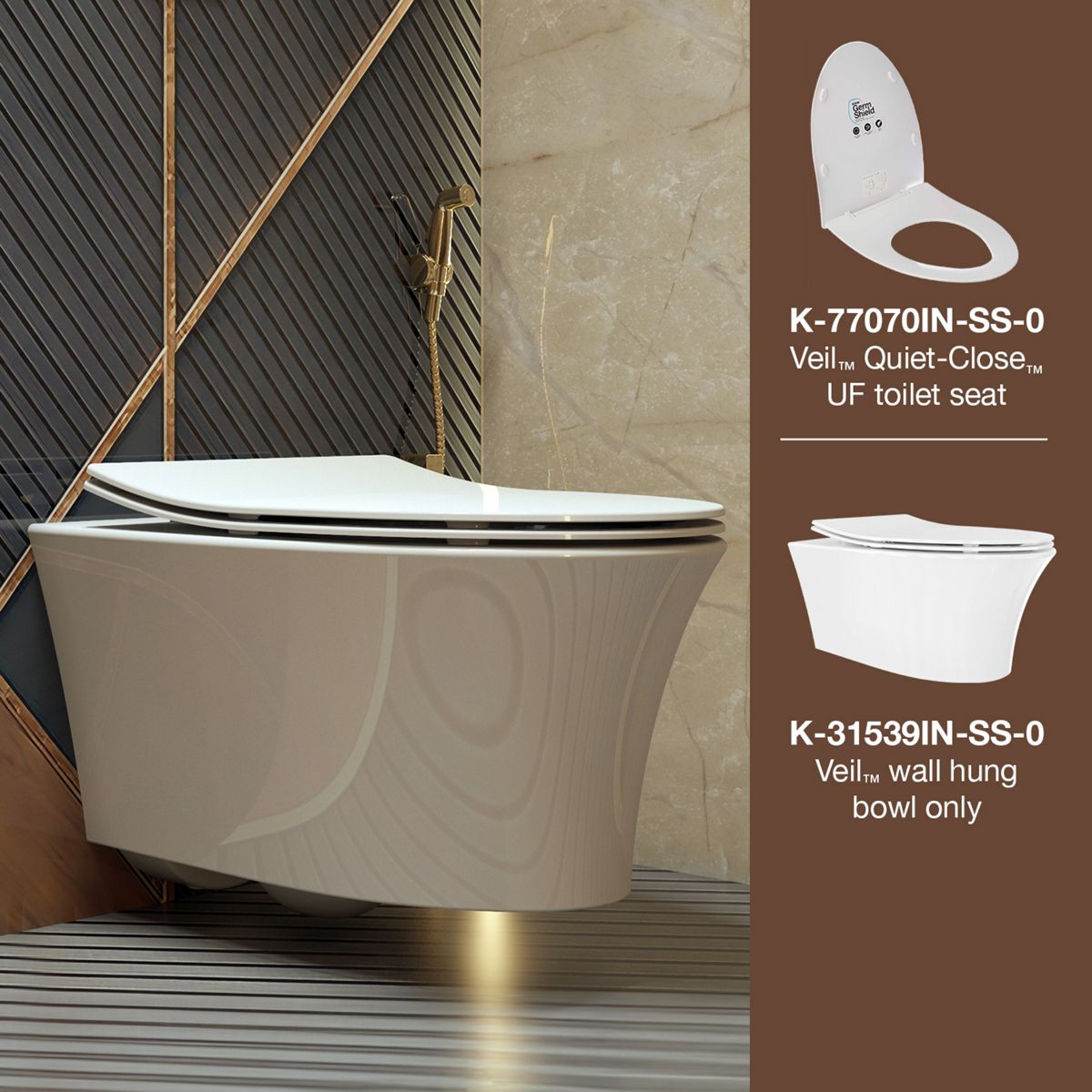 Buy Veil wall hung toilet bundle in White K-75708IN-SS-0 Online at Kohler India