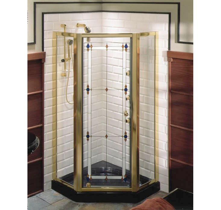 Arica Neo-Angle Shower Enclosure with Basilica Glass, 26-1/2" X 28-1/4 ...