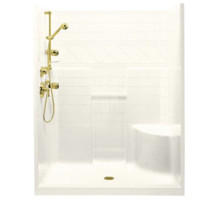 Terracina 5' One-Piece Shower Module with Tile-Look Walls, Clear ...