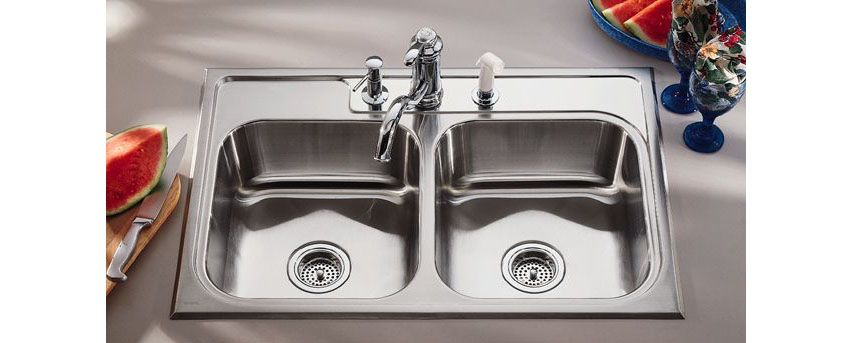 Lyric Double Basin Kitchen Sink with Highlighting, 3-Hole Punching | K ...