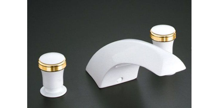 Coralais Deck-Mount High-Flow Bath Faucet Trim Stacked Handles with ...