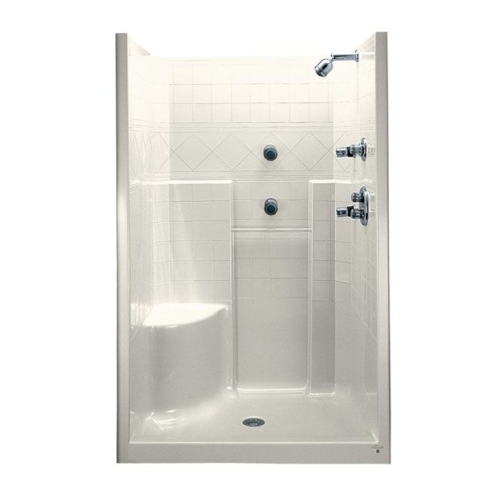 Terracina 4' One-Piece Tile-Look Walls Shower Module with Clear Acrylic ...