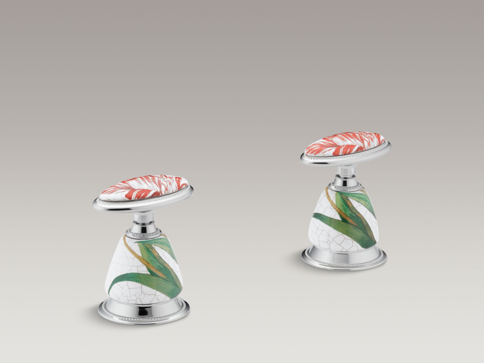 Fables & Flowers Design On Antique Ceramic Handle Insets and Skirts For ...